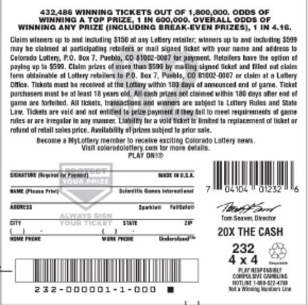 20X The Cash | Scratch | Colorado Lottery