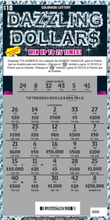 Dazzling Dollar$ | Scratch | Colorado Lottery